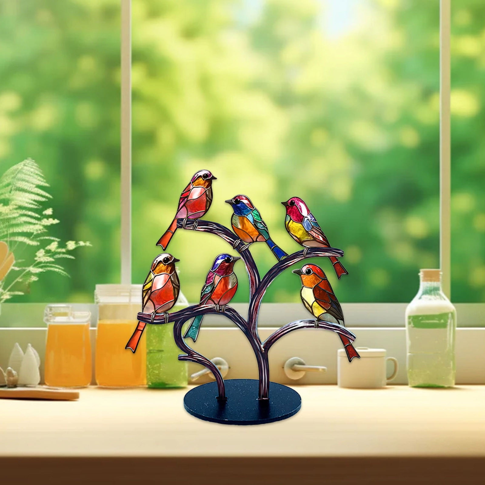 Colorful Birds Table Decoration, 2D Acrylic Flat Birds & Flowers Tree ...