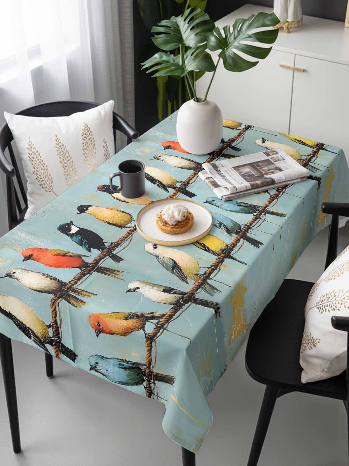 Colorful Birds Tablecloth Rectangle Table Cloths 54x108, Waterproof ...
