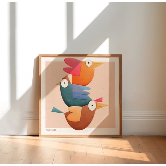 Colorful Birds Wall Art High Resolution Able Poster Nursery Pint Cute ...