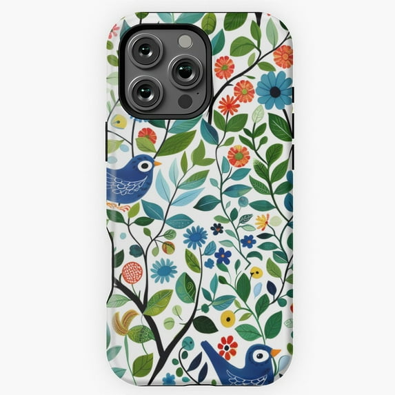 Colorful Birds and Flowers Modern Folk Style Phone Case Compatible ...
