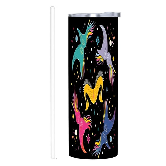 Colorful Birds in 20 oz Stainless Steel Insulated Tumbler with Lid ...