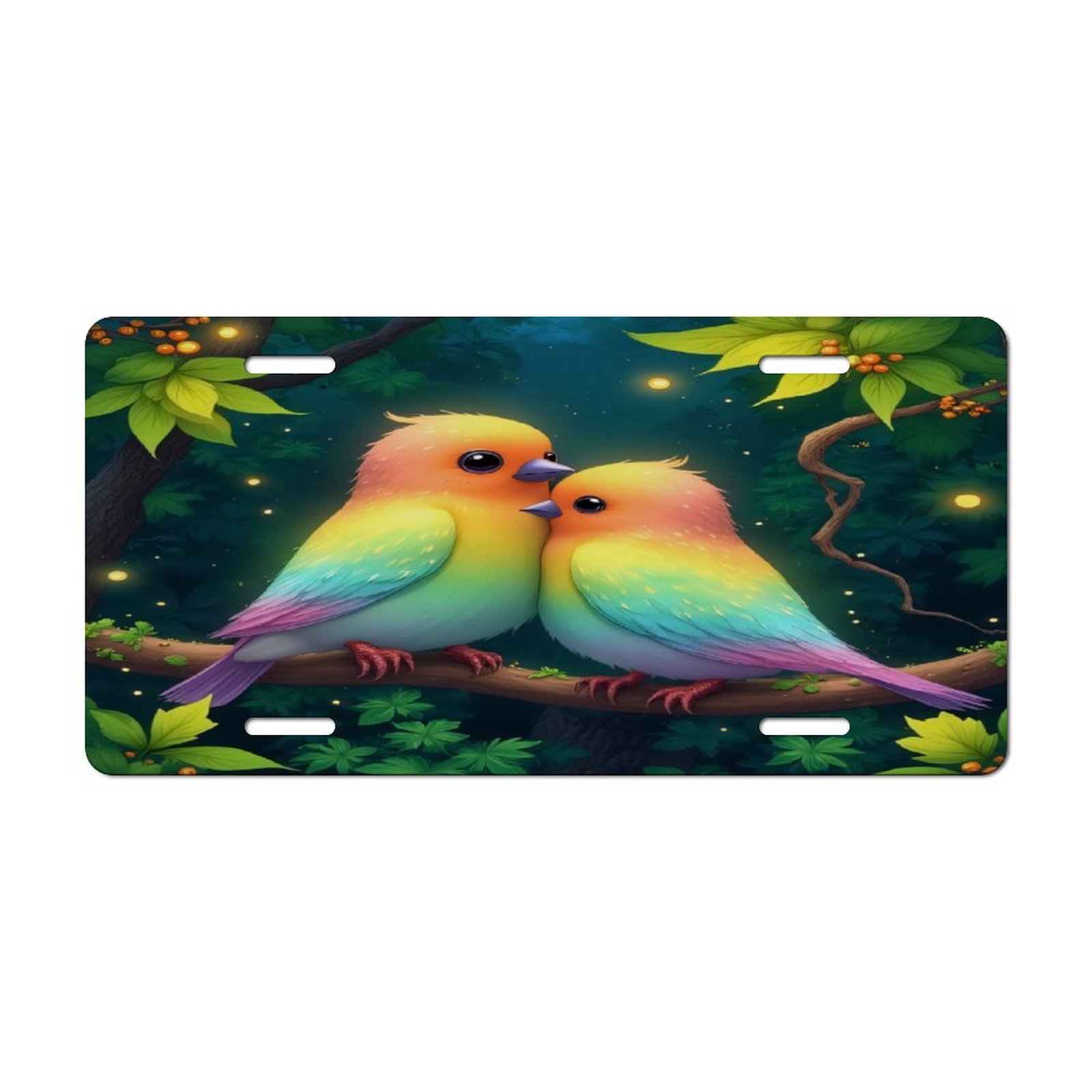 Colorful Birds in Enchanted Forest License Plate Lightweight Aluminum ...