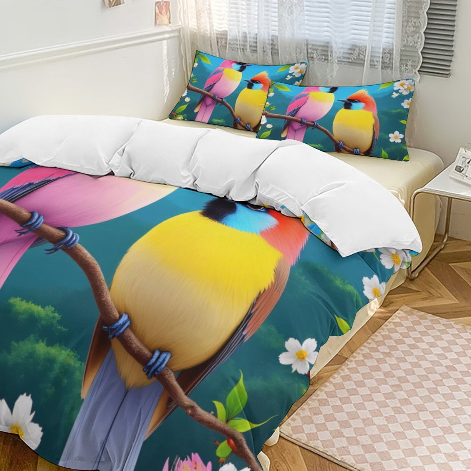 Colorful Birds in Spring Garden Duvet Cover Set Bedding Set Polyester ...