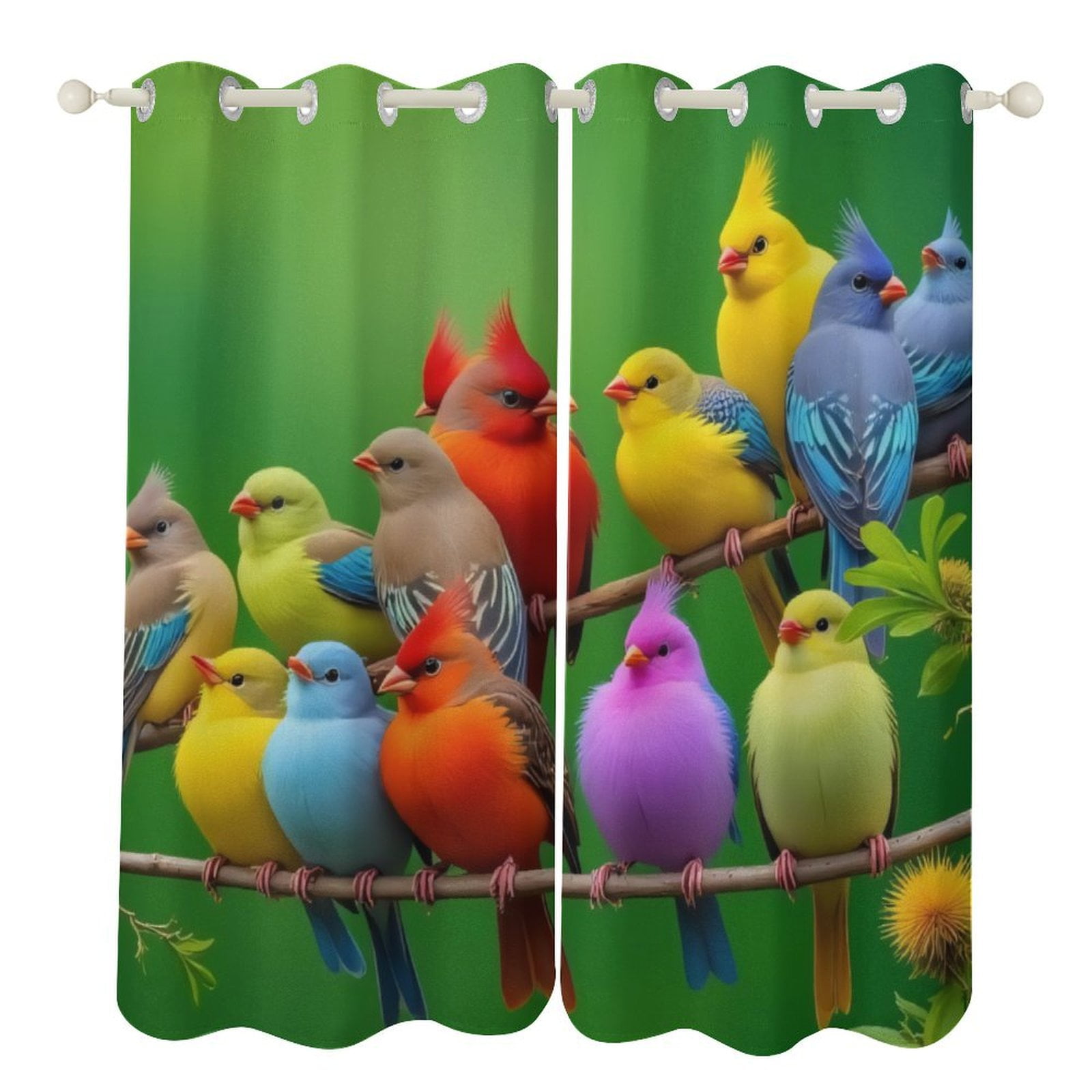 Colorful Birds on Branches Luxury Window Curtains Blinds for Living ...