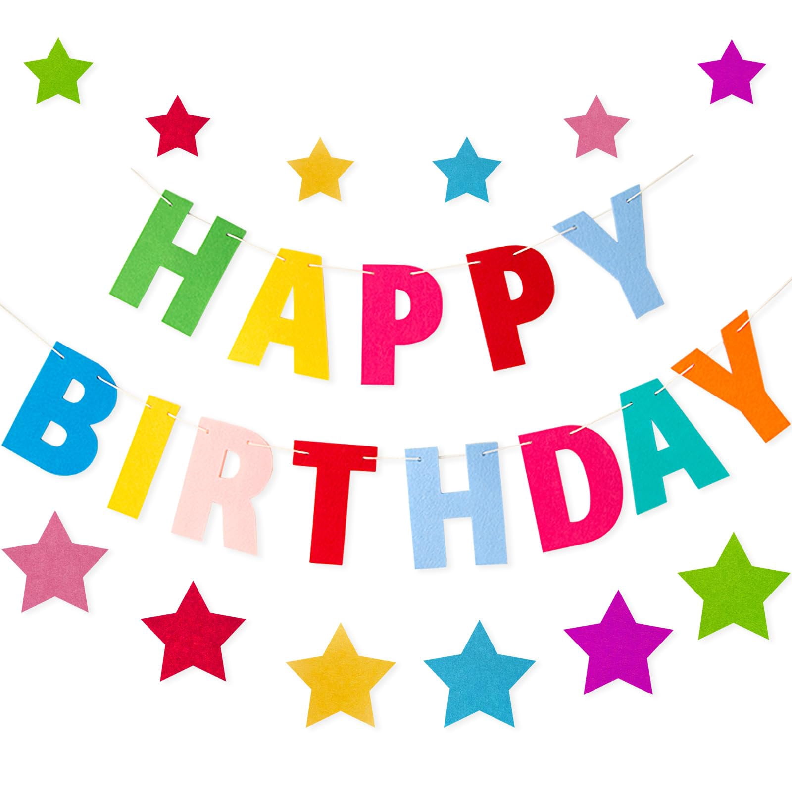 Colorful Birthday Banner, 7.9 Inch SMRThickened Felt Birthday Letters ...