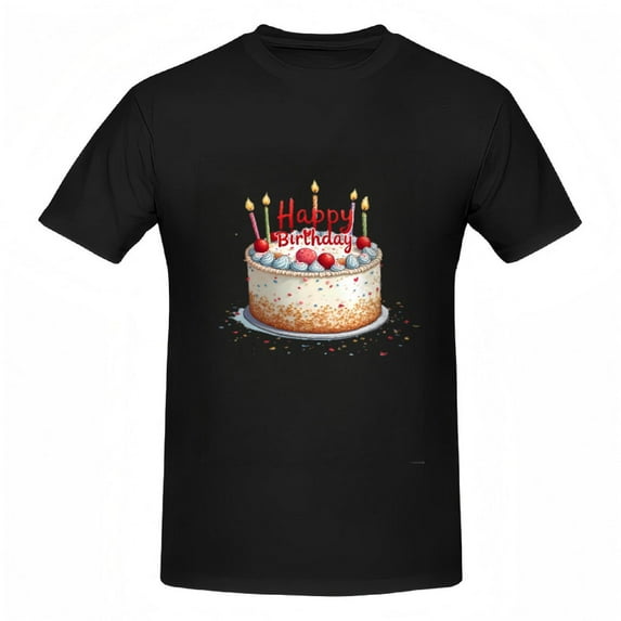 Colorful Birthday Cake Design Cotton Short Sleeve T-Shirt for Women ...