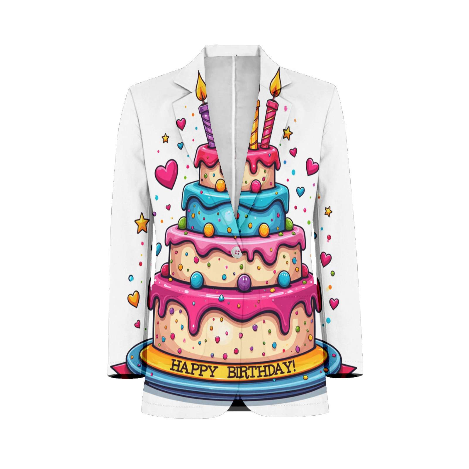 Colorful Birthday Cake With Candles Men's Suit Blazer Casual Party Wear ...