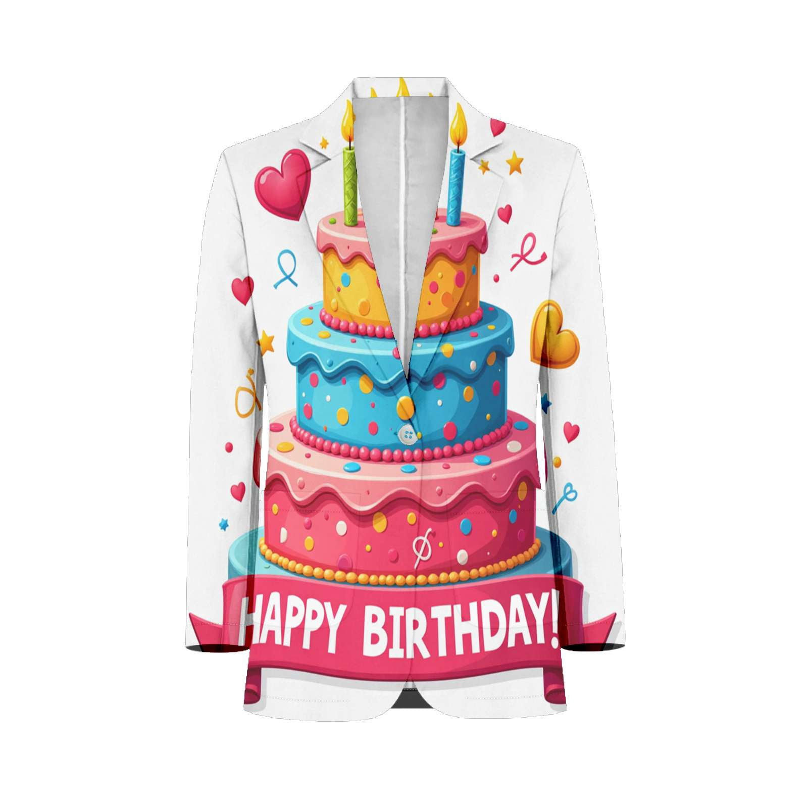 Colorful Birthday Cake With Candles Mens Suits Shawl Collar Slim Fit ...