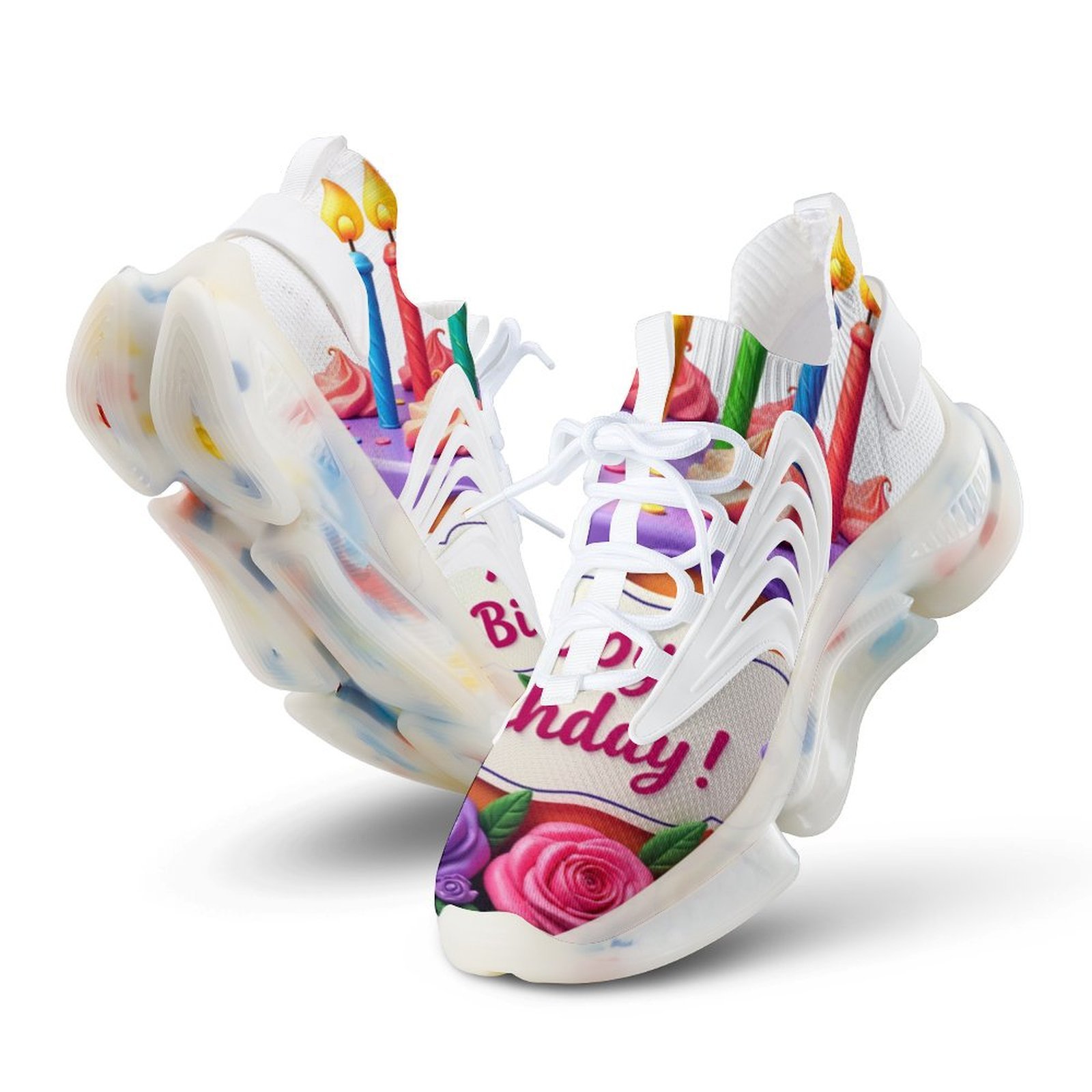 Colorful Birthday Cake with Candles Walking Shoes for Men Woman ...