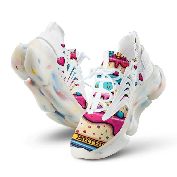 Colorful Birthday Cake with Candles Walking Shoes for Men Woman ...