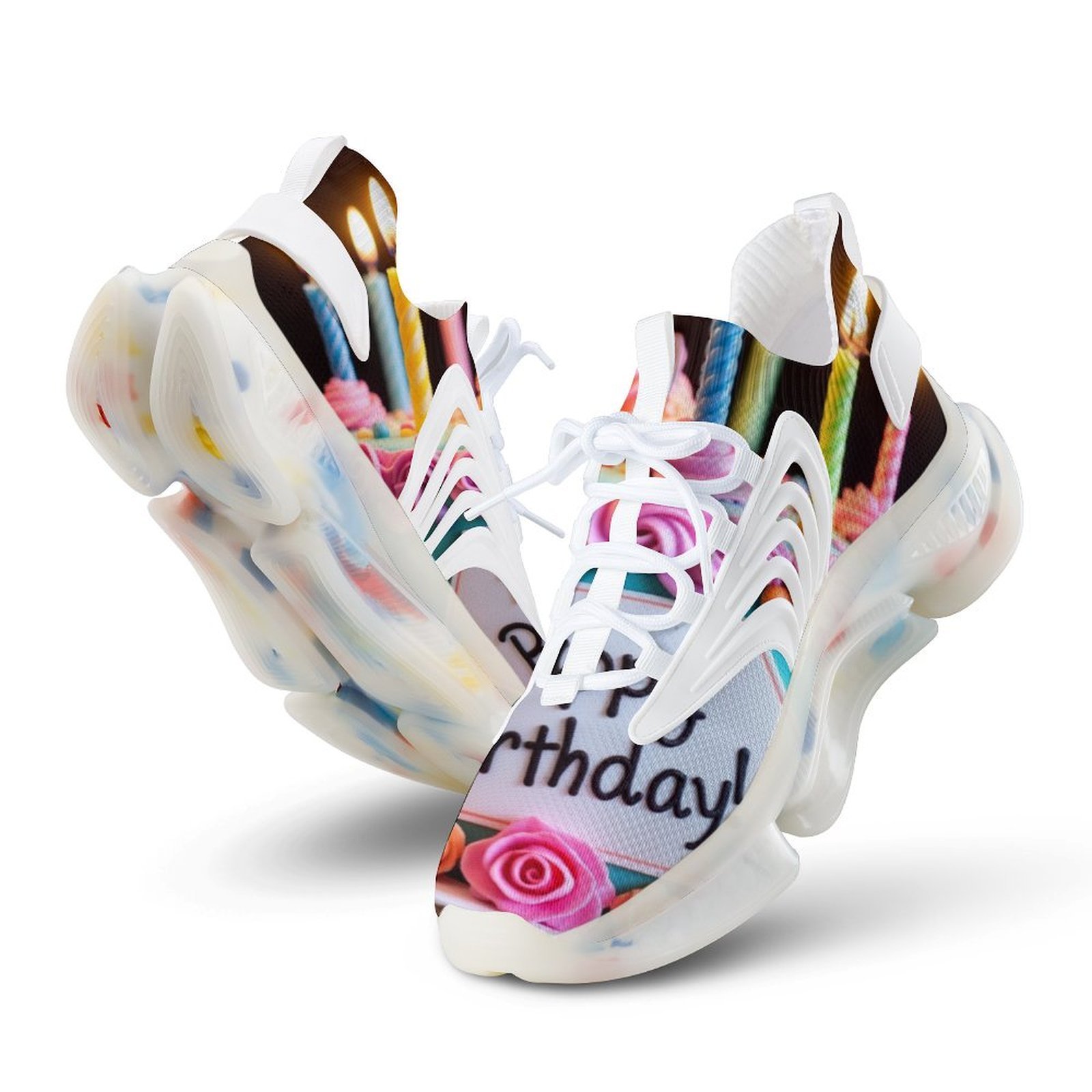 Colorful Birthday Cake with Candles Walking Shoes for Men Woman ...