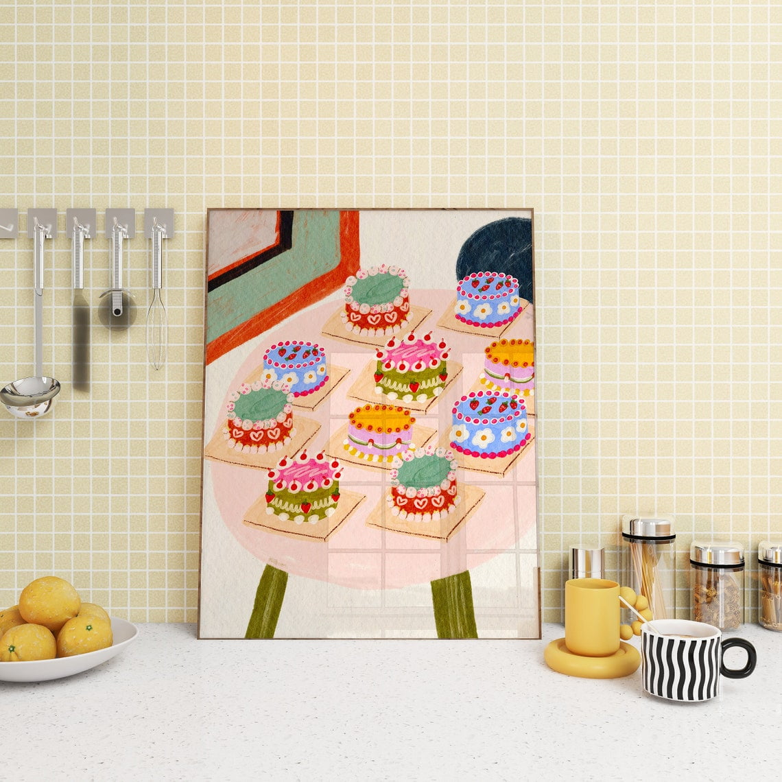 Colorful Birthday Cakes Poster, Colorful Wall Art, Kitchen Colorful Art ...