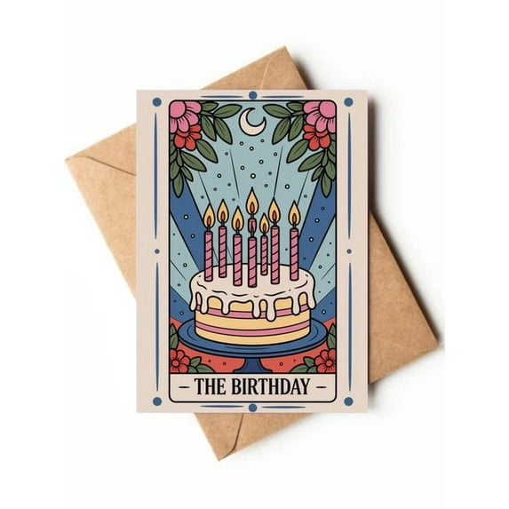 Colorful Birthday Card with Cake Design – “THE BIRTHDAY” Greeting ...