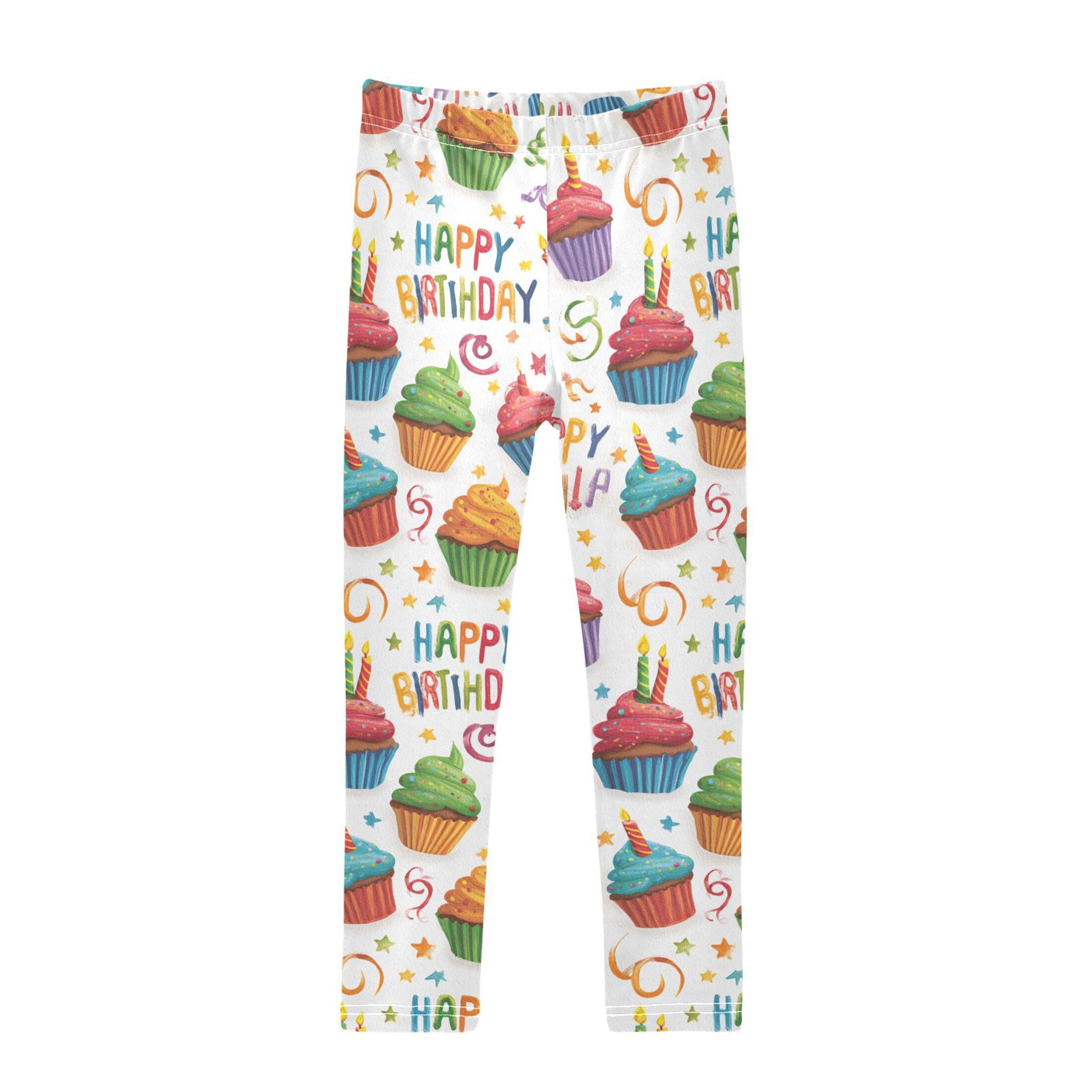 Colorful Birthday Cupcakes Printed Leggings Yoga Pants for in 4t to 10t ...