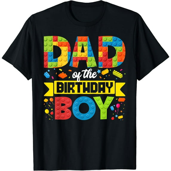 Colorful Birthday Dad Master Builder Building Blocks T-Shirt - Walmart.com