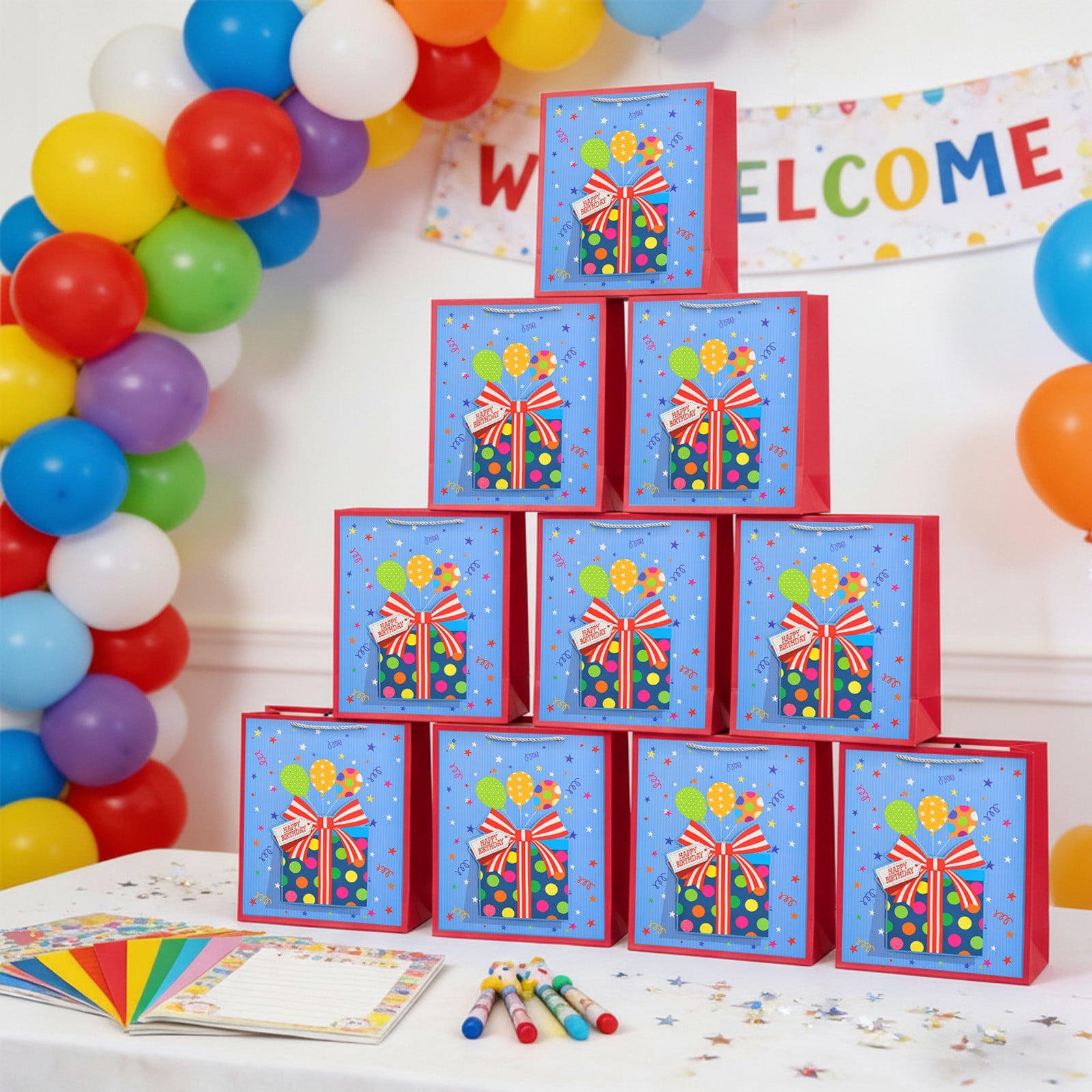 Colorful Birthday Party Favor Bags, Bulk Tote Gift Bags for Goodie Bags ...