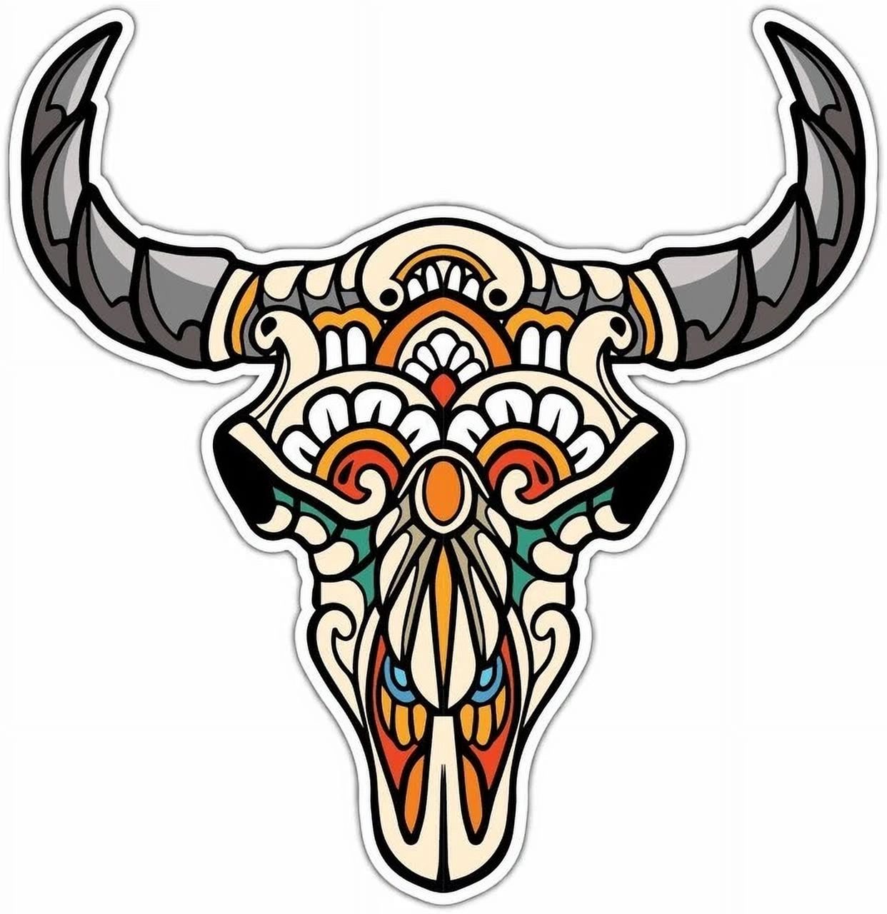 Colorful Bison Buffalo Bull Zentangle Mandala Window Stickerphone Decal ...