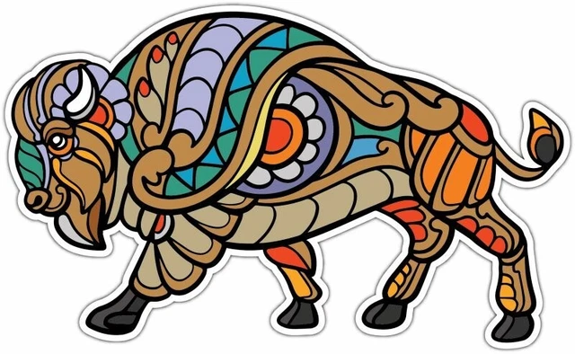 Colorful Bison Buffalo Bull Zentangle Mandala Window Stickerphone Decal ...