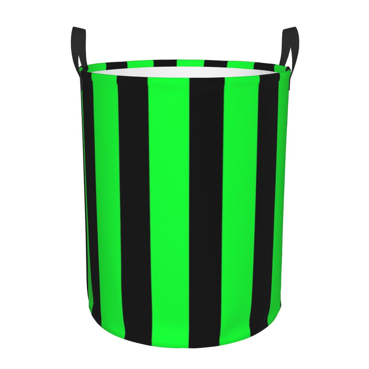 Colorful Black And Green Stripe Laundry Basket Foldable Geometric ...