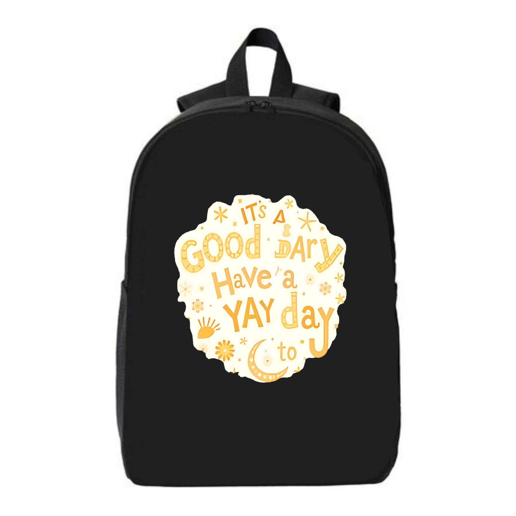 Colorful Black Laptop Backpack with Whimsical ' YAY Day ' Design Fits ...