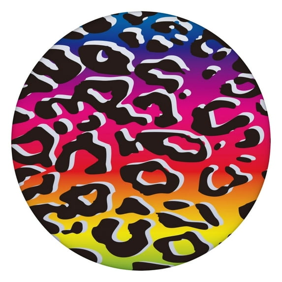 Colorful and Black Of Leopard Print Round Fitted Tablecloth with ...