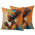 Colorful Black Woman Drink Coffee Outdoor Pillow Covers Set of 2 ...