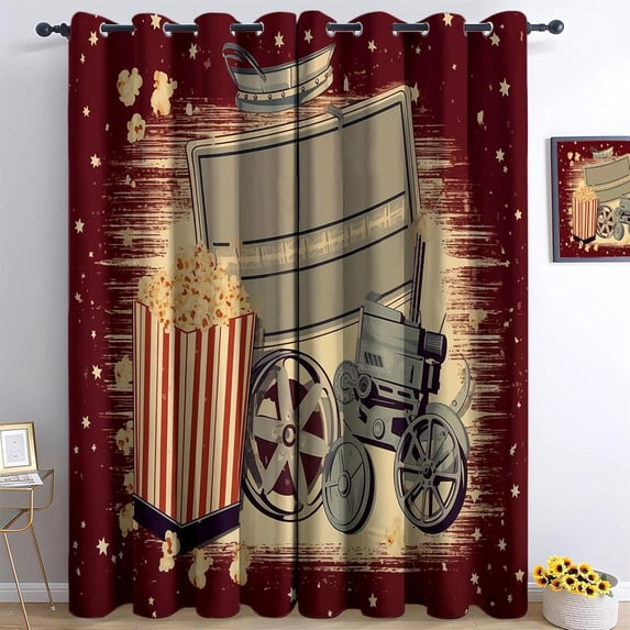 Colorful Blackout Thermal Insulated Curtains for Bedroom, Retro Film ...