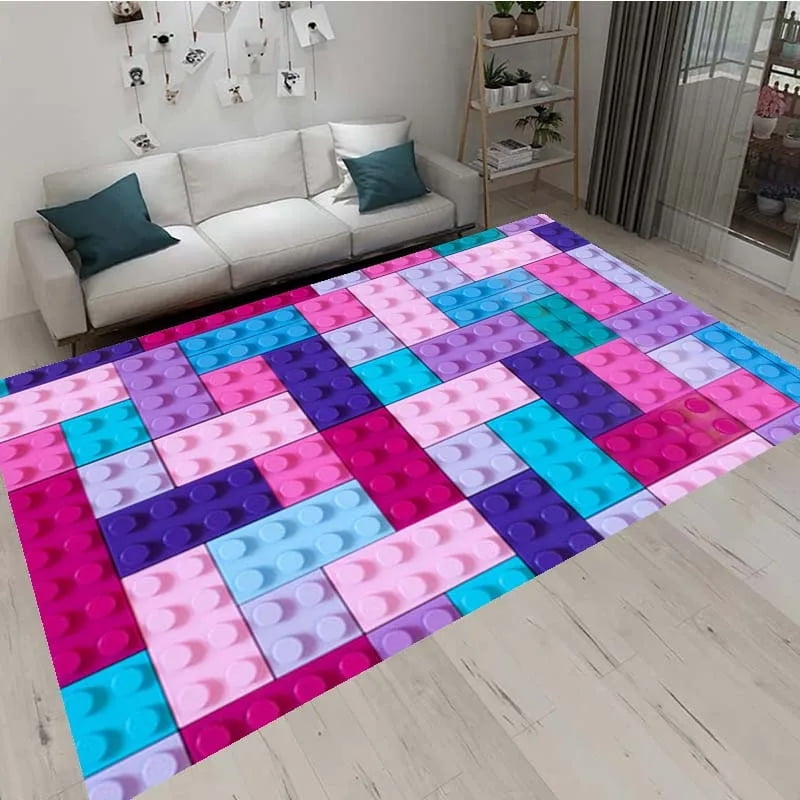 Colorful Block Area Rugs for Living Room Bedroom Building Block Toys ...