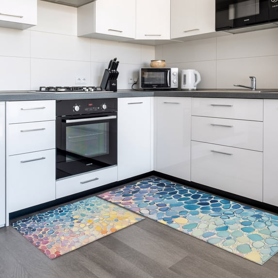 Colorful Block Art Stone 2 Pieces Non-Slip Kitchen Mat Set, Oil ...