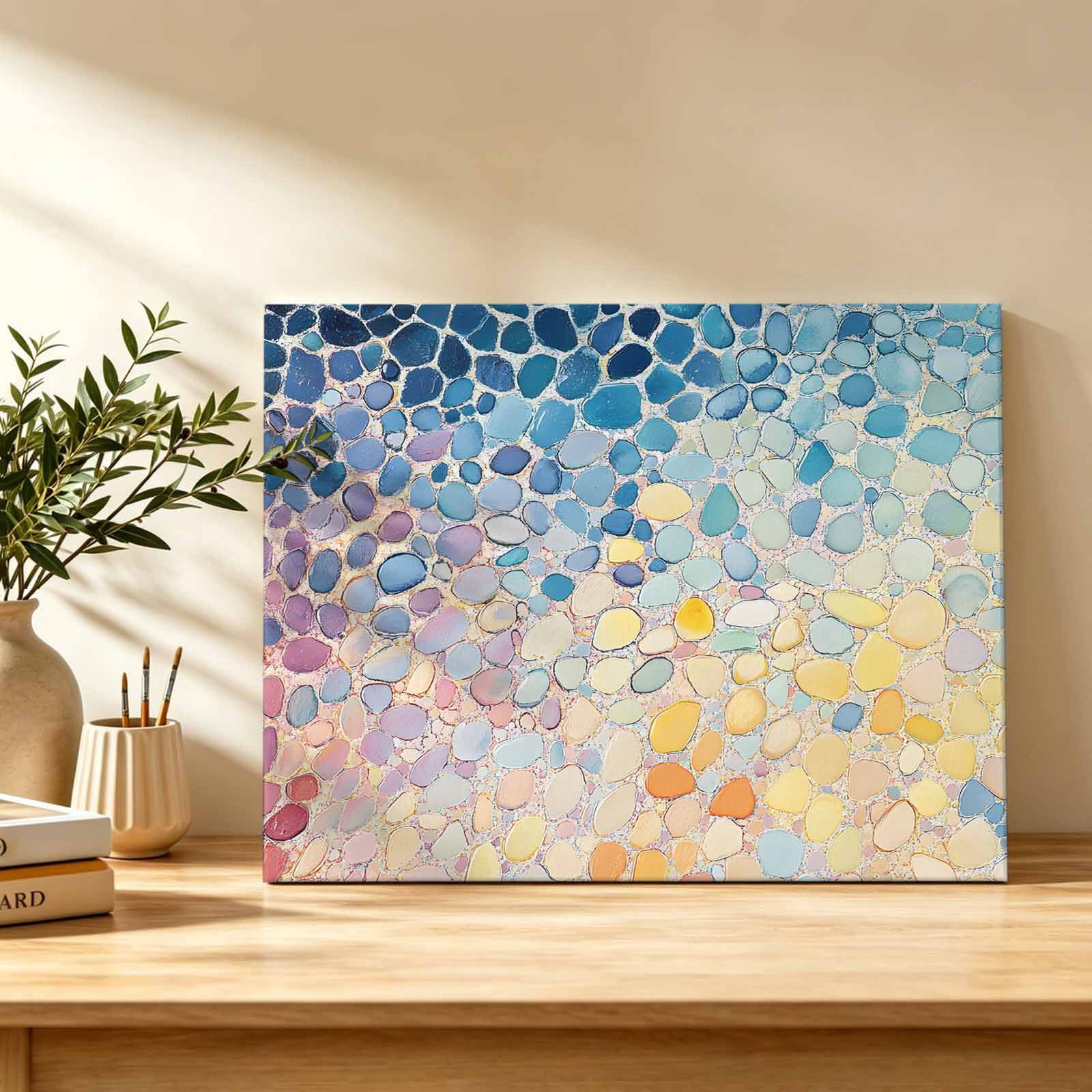 Colorful Block Art Stone Canvas Wall Art, Oil Painting Texture Wall Art ...