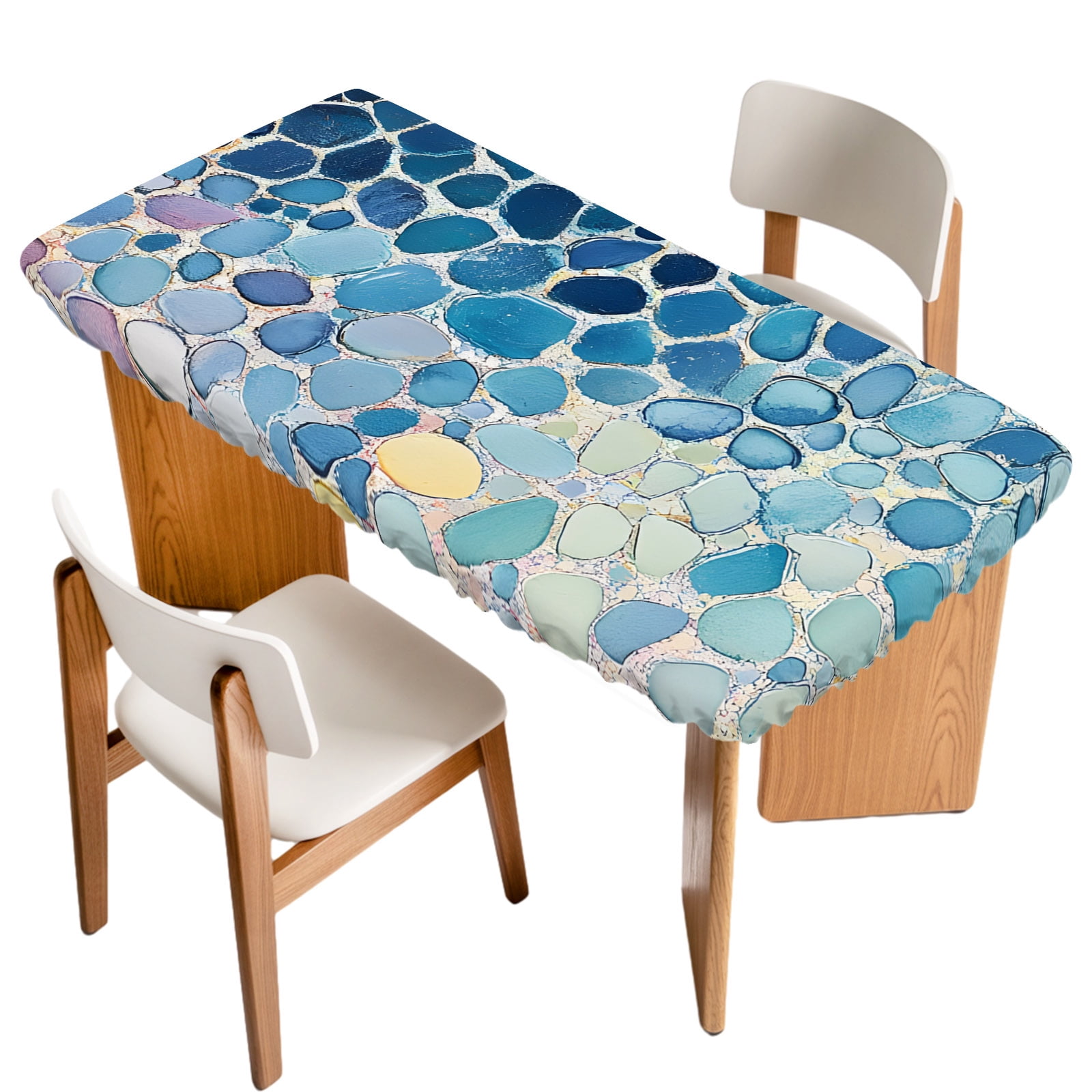 Colorful Block Art Stone Fitted Rectangle Tablecloth 32" x 72" Oil ...