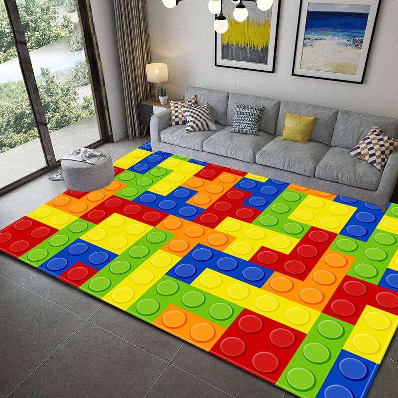 Colorful Block Geometric Printed Carpet Rug for Living Room Bedroom r ...