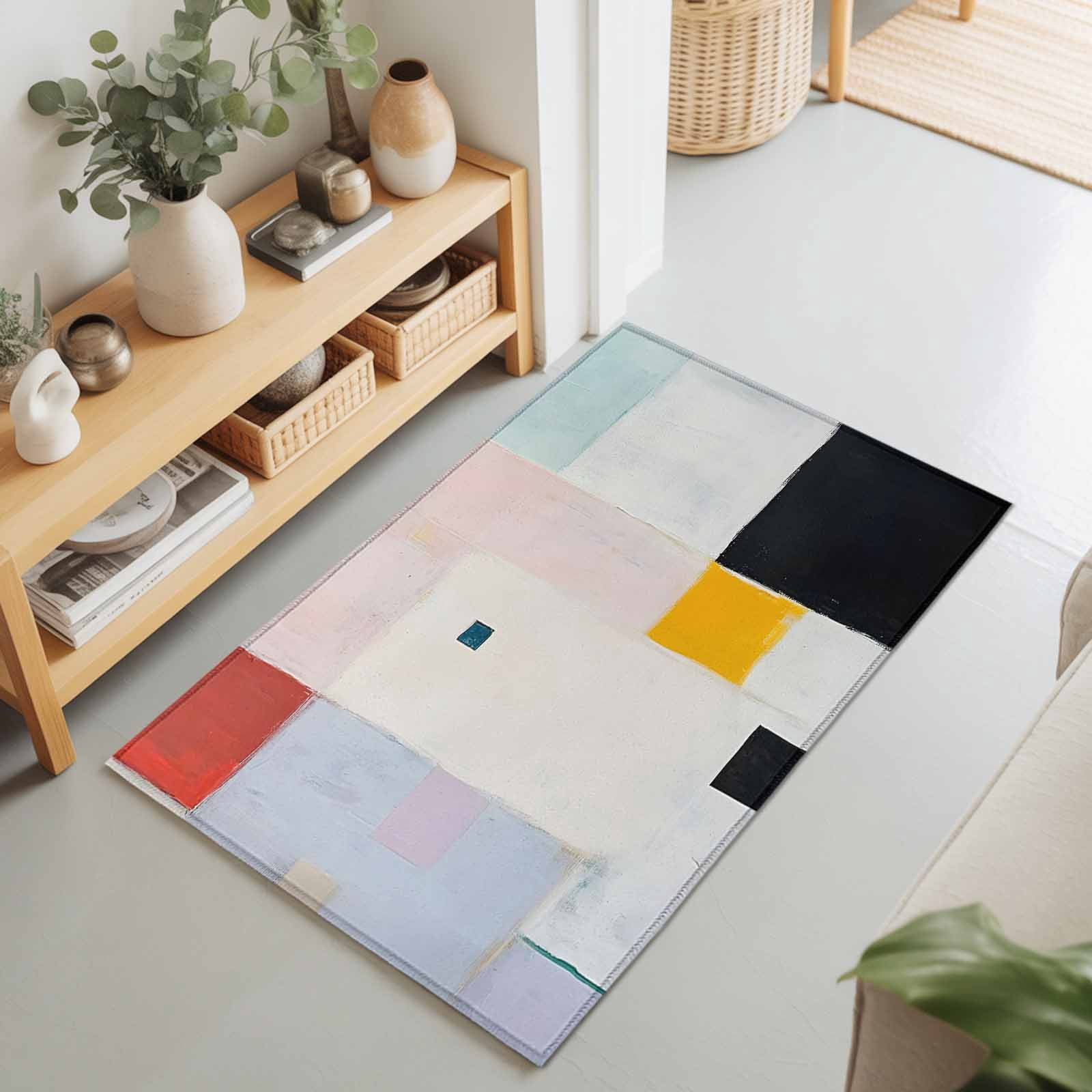 Colorful Block Morandi Color Rectangle Rug 2'x3' Watercolor Oil ...