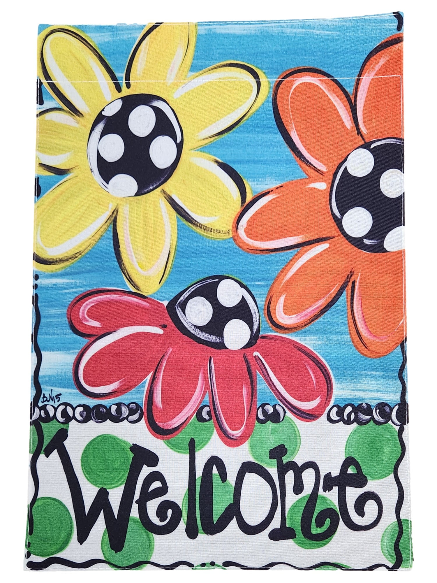 Colorful Blue Orange Yellow Daisy Flower Welcome Garden Flag 12 x 18 ...