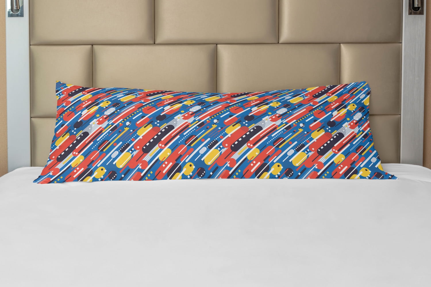 Colorful Body Pillow Case Cover with Zipper, Diagonal Geometric Shapes ...