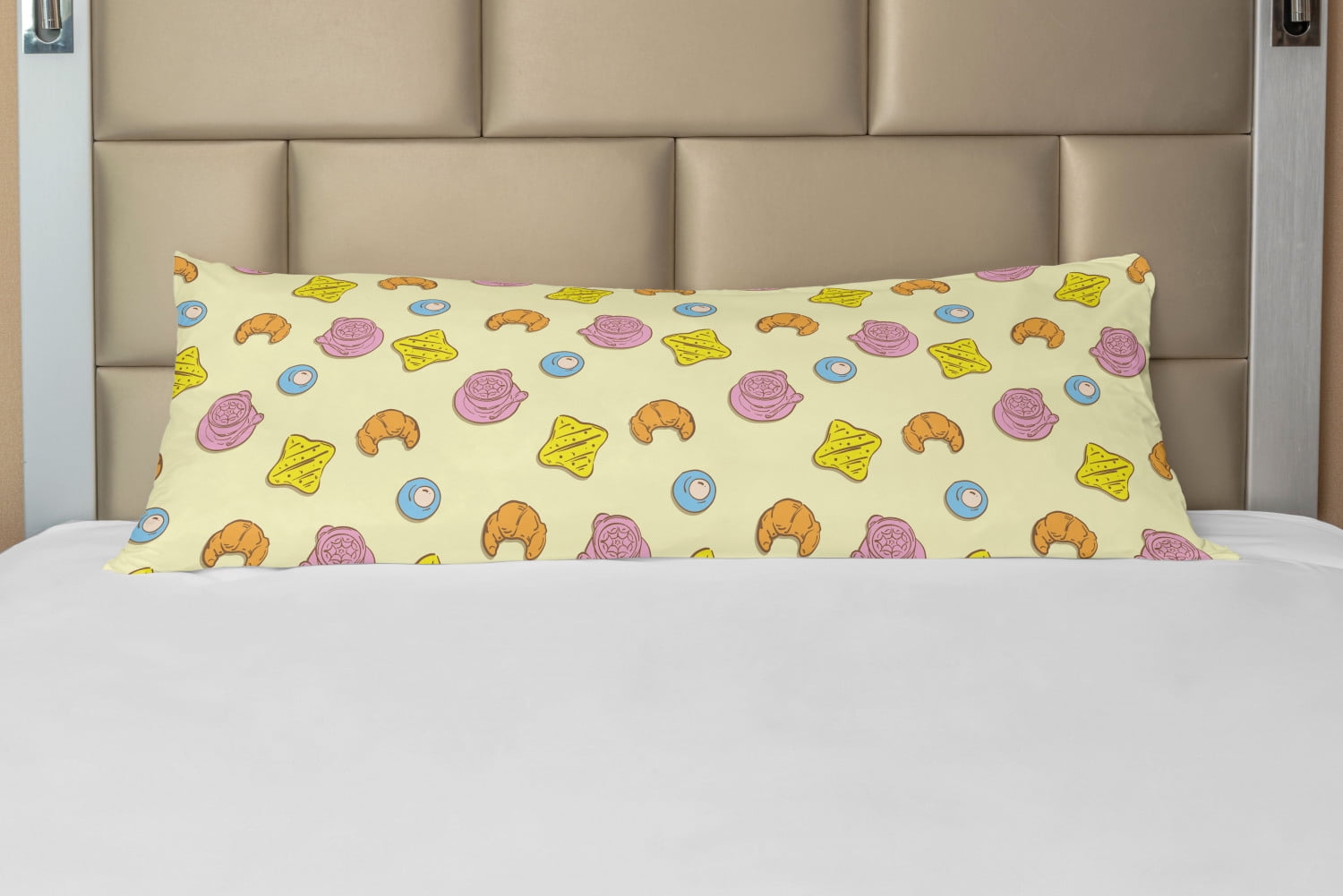 Colorful Body Pillow Case Cover with Zipper, Fried Egg Bread Croissant ...