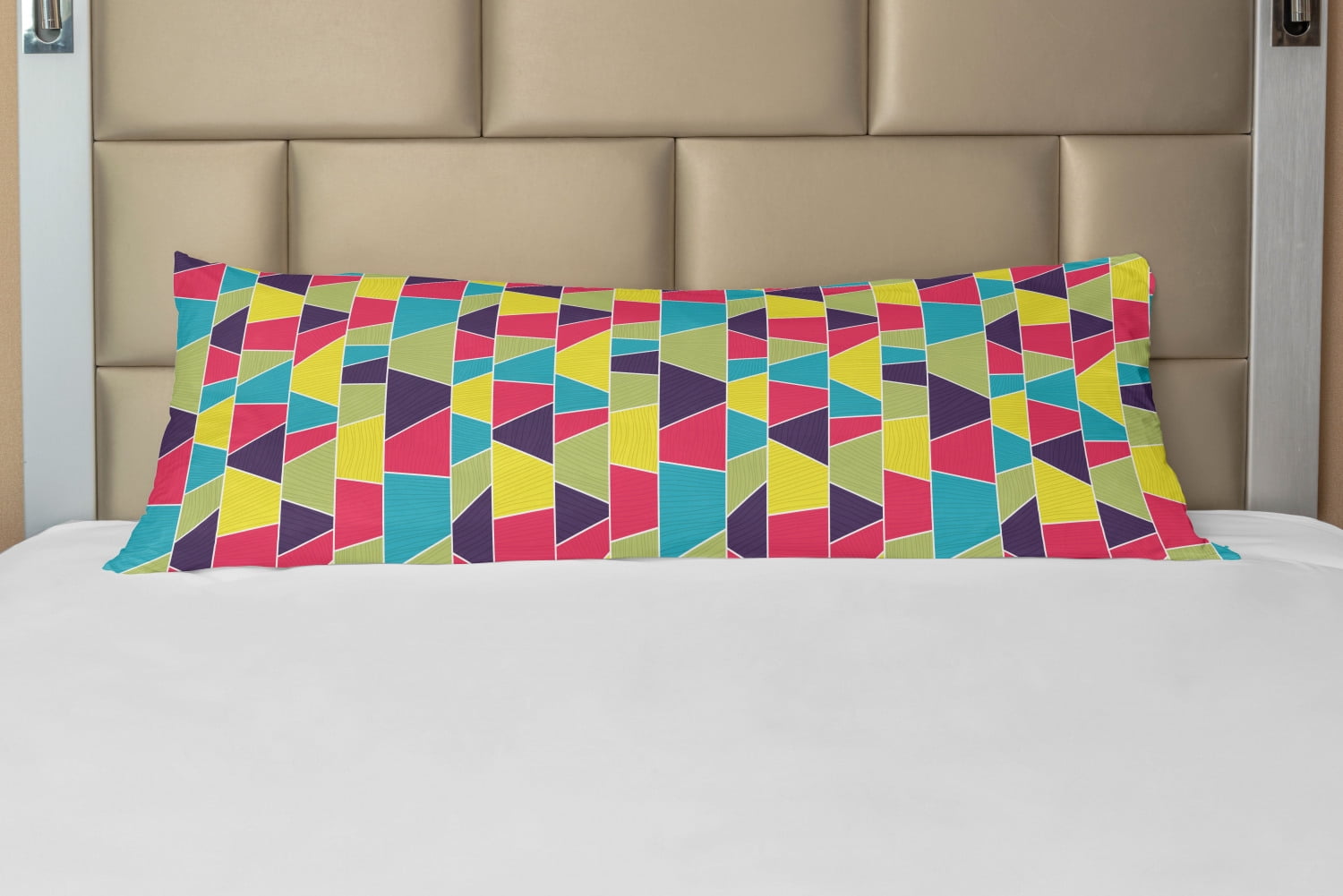 Colorful Body Pillow Case Cover with Zipper, Mosaic Pattern with Lines ...