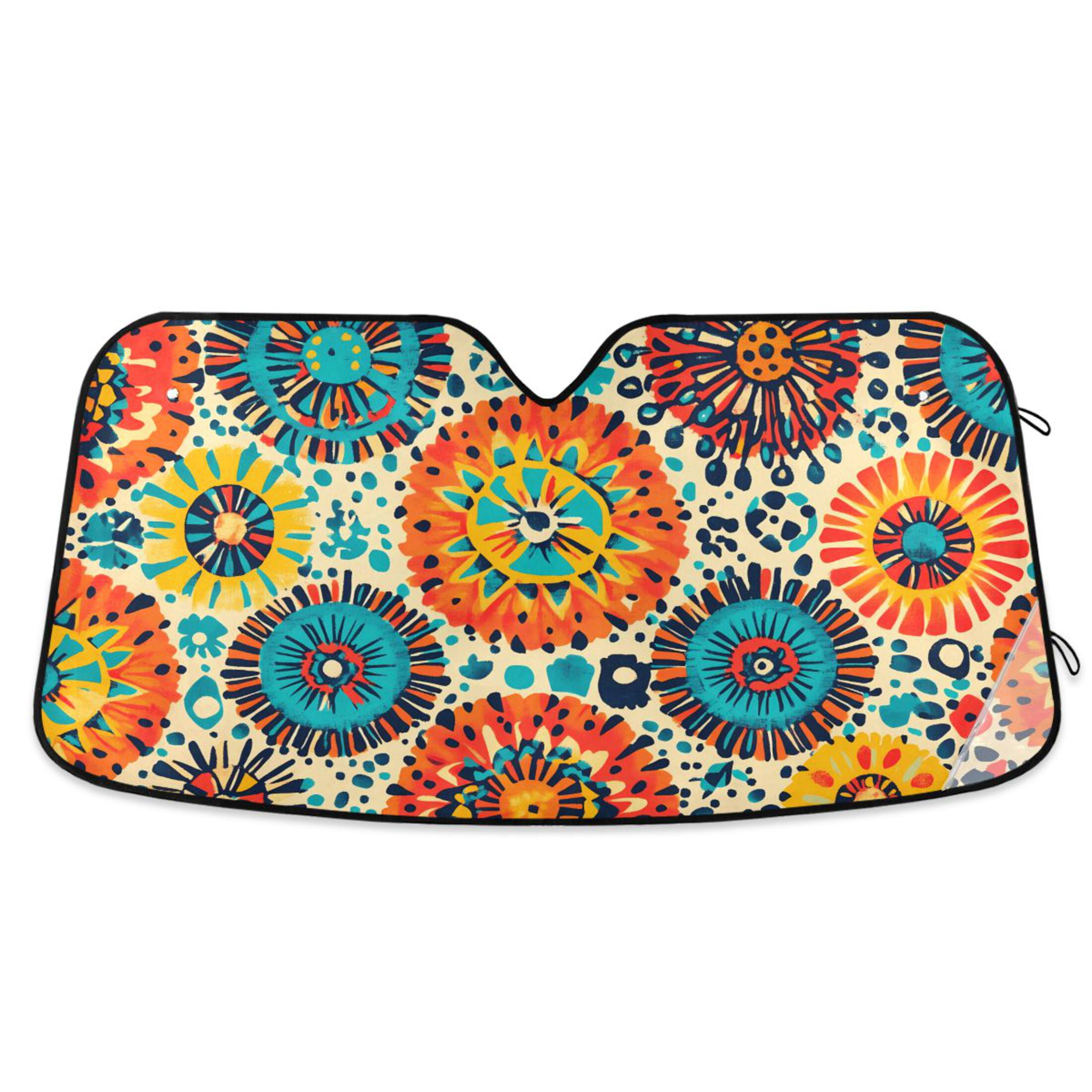 Colorful Bohemian Geometry Car Windshield Sun Shade Foldable Car Front ...
