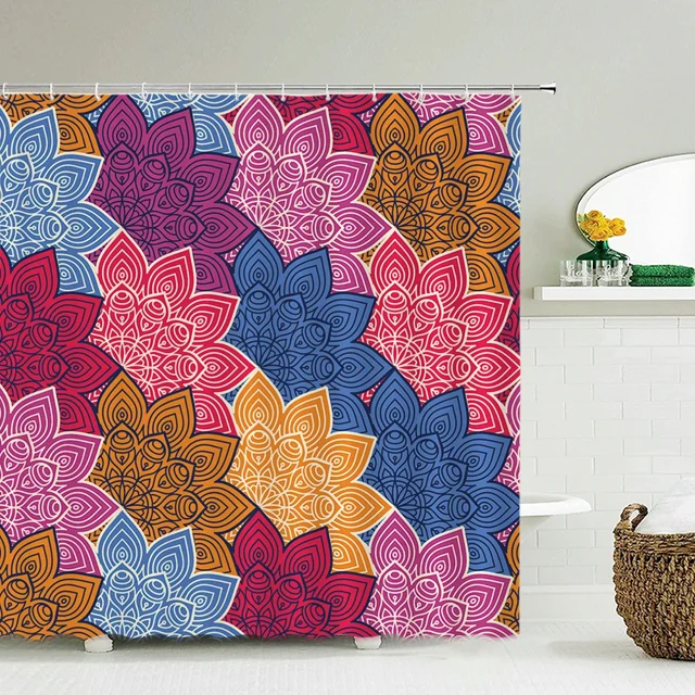 Colorful Bohemian Shower Curtain Boho Polyester Fabric Bath Curtain for ...