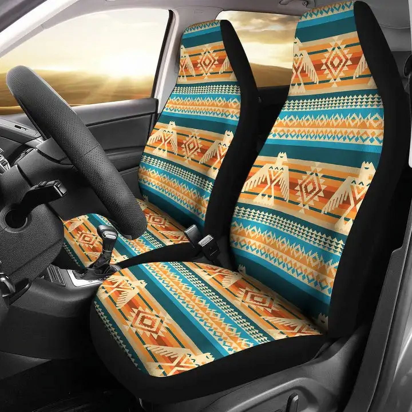Colorful Boho Aztec Streaks Car Seat Covers Front Seats Only Universal ...