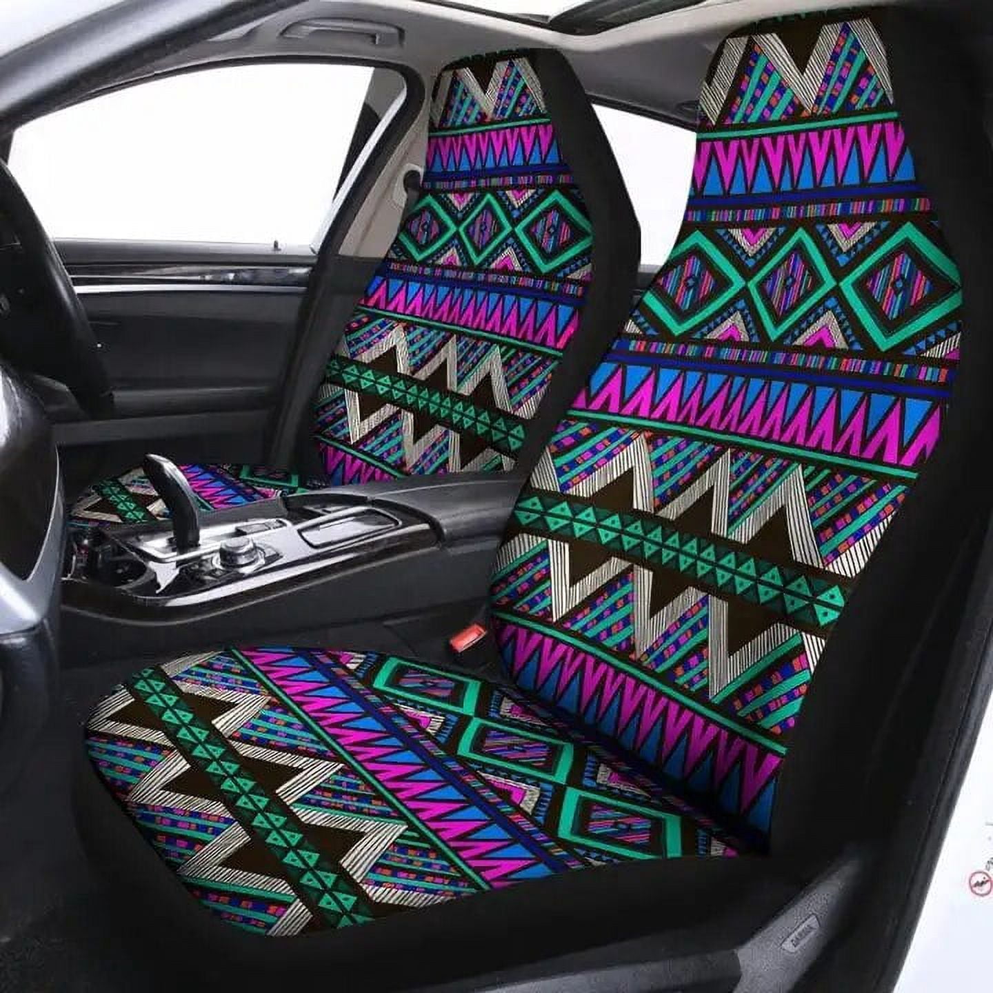 Colorful Boho Aztec Streaks Car Seat Covers Pack of 2 Universal Front ...