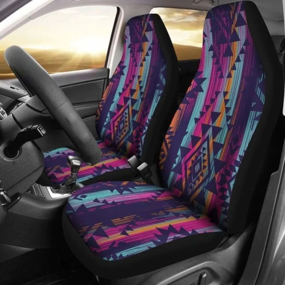 Colorful Boho Aztec Streaks Car Seat Covers Pack of 2 Universal Front ...