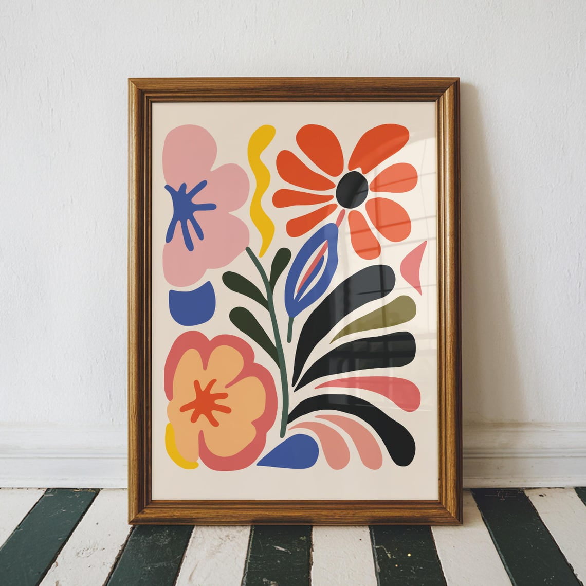 Colorful Boho Flowers Handrawn Art Peonies Home Decor Maximalist ...