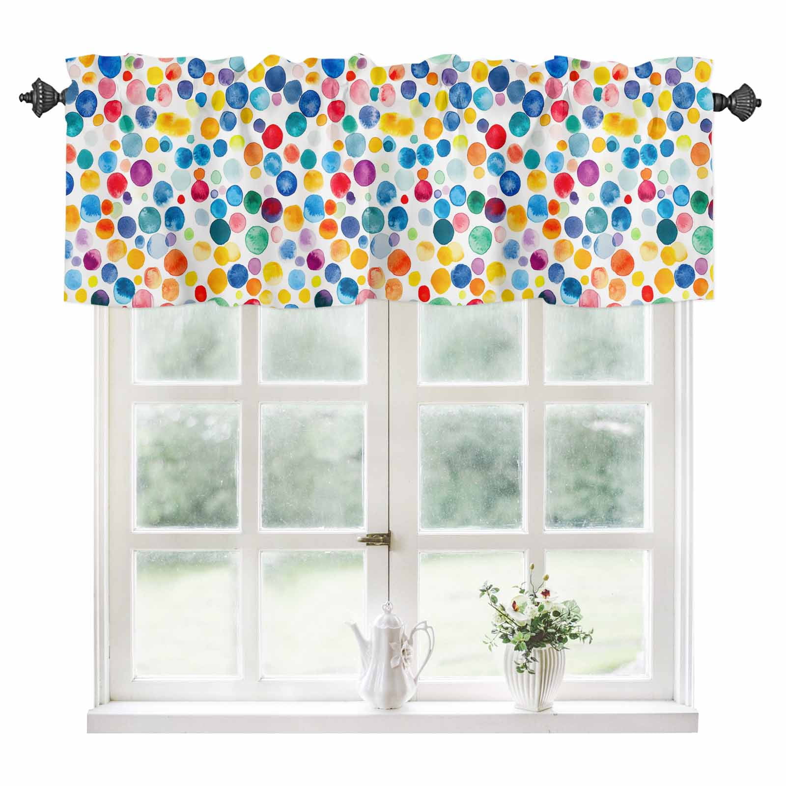 Colorful Boho Kitchen Valances for Windows 42x18 Inch Kitchen Curtains ...