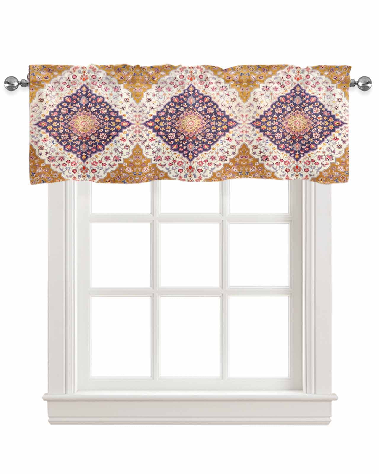 Colorful Boho Kitchen Valances for Windows Farmhouse Linen Window ...
