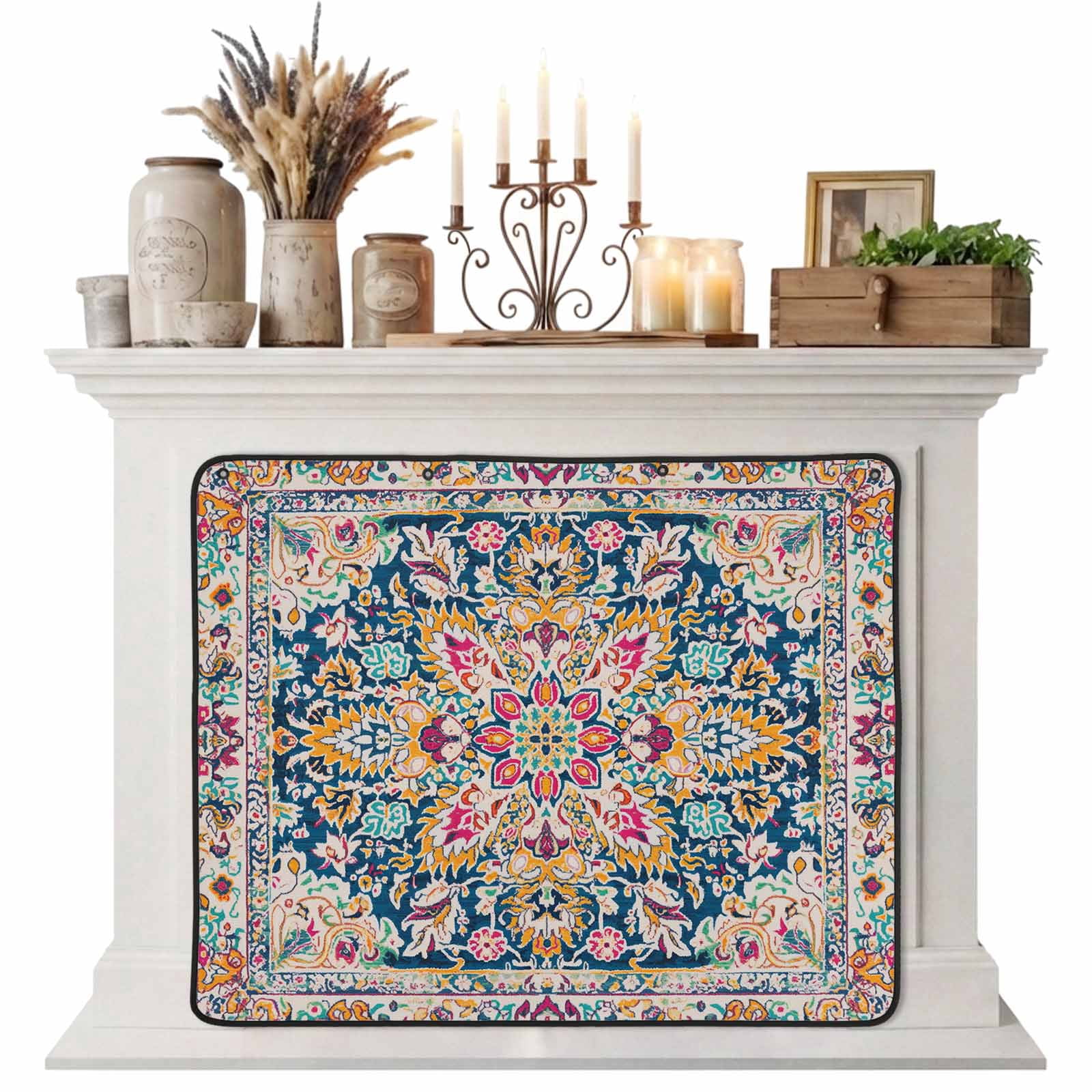 Colorful Boho Magnetic Fireplace Cover,Fireplace Draft Blocker,Ethnic ...