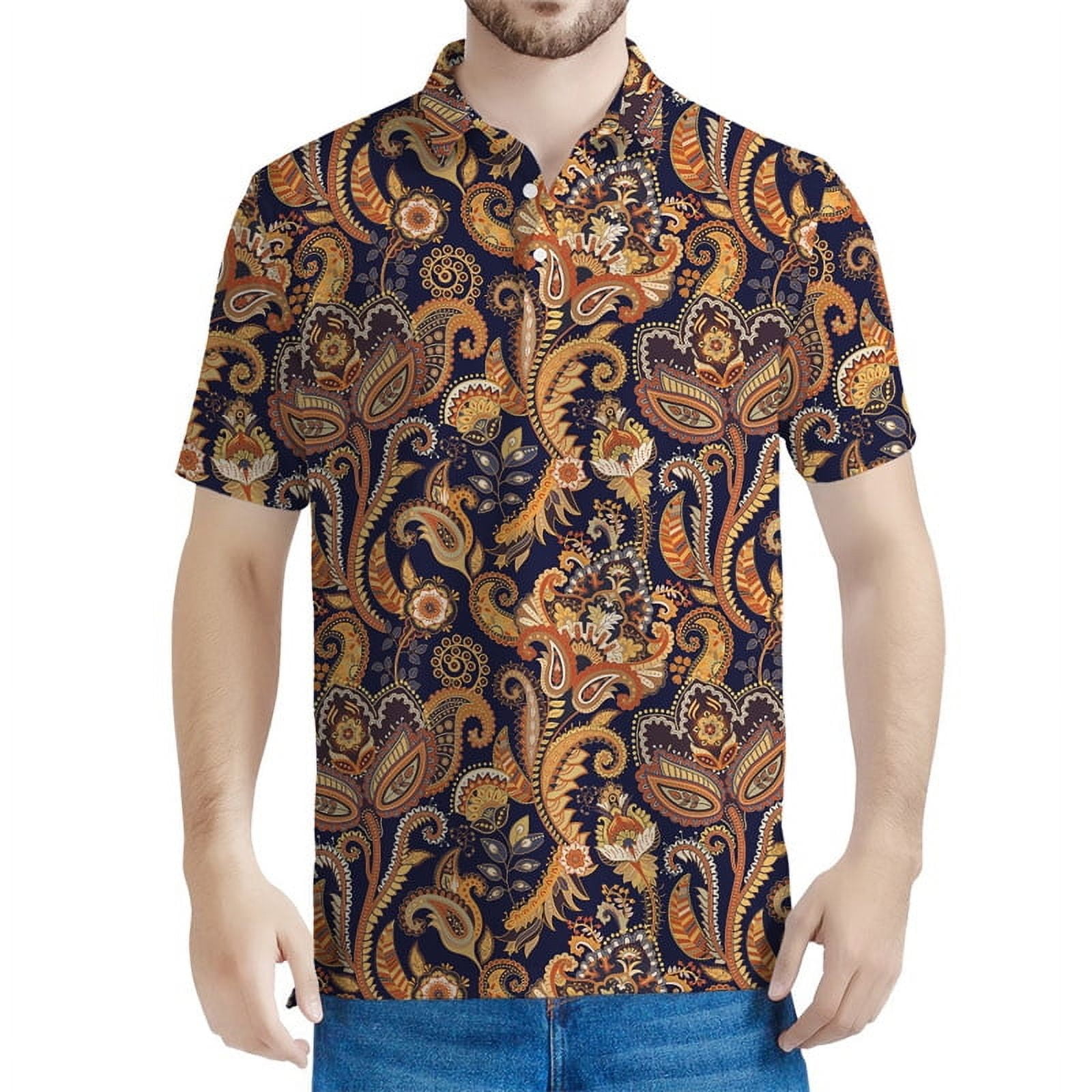 Colorful Boho Paisley 3D Printed Polo Shirt For Men Floral Pattern ...