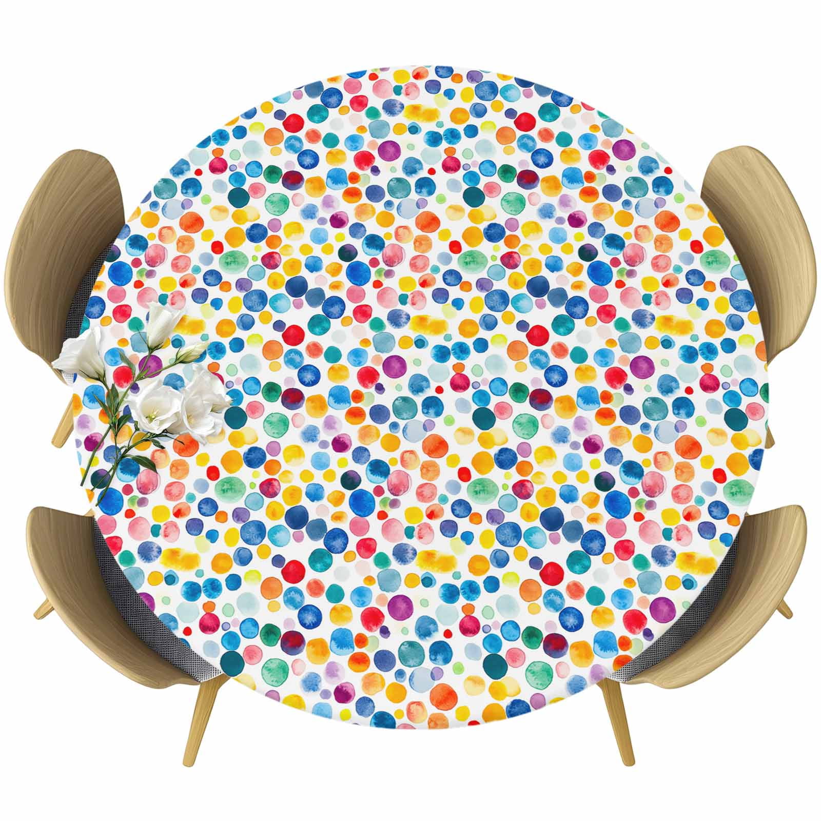 Colorful Boho Round Tablecloth 36-44 Inch Round Fitted Table Cloth with ...