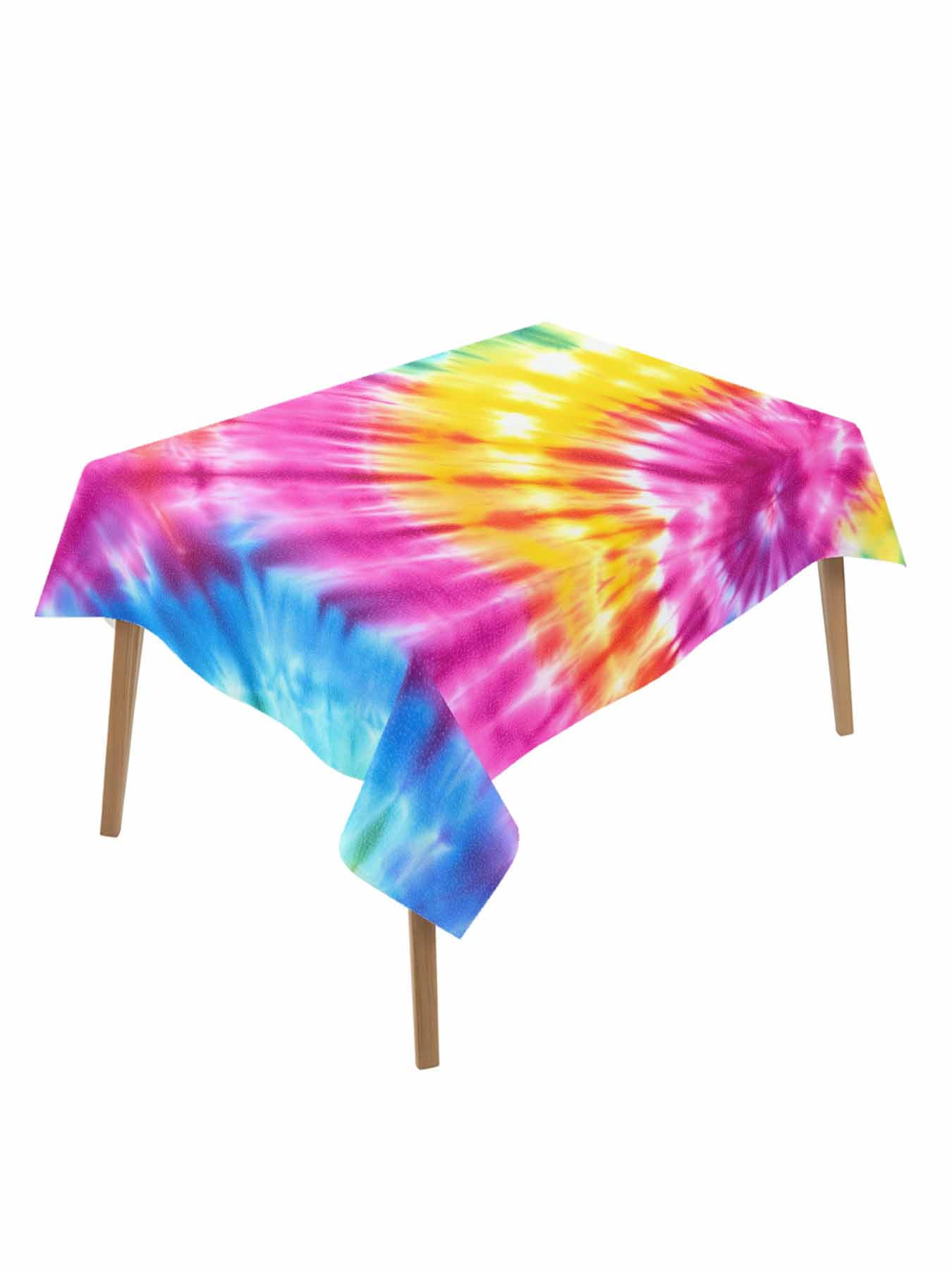 Colorful Boho Table Cloth, Pink Yellow Blue Green Tie Dye Abstract Art ...