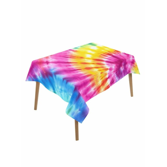 Colorful Boho Table Cloth, Pink Yellow Blue Green Tie Dye Abstract Art ...